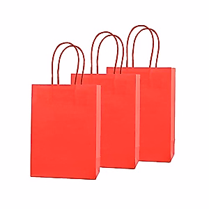 Tim&Lin Small Red Paper Bag with Handle,Mini Party Gift Bag Bulk for Wedding Birthday Baby Shower,4.7 x 2.4 x 6.3 Inch,Pack of 12