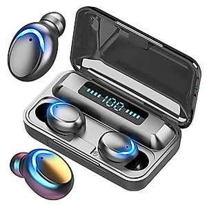 FSS Led Display Waterproof Earbuds Headphone Wireless Bluetooth Earphones Auriculares F9 Audifonos with 2000Mah Power Headset, Black