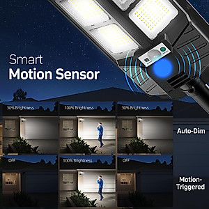 RKLAMPTECH Solar Street Lights Dusk to Dawn Solar Parking Lot Lights with Motion Sensor Remote Control, Commercial Solar Lights for Outside, Backyard, Garage, Farm, Garden - 2 Pack - 400W