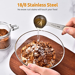 Measuring Spoons: U-Taste 18/8 Stainless Steel Set of 7 Piece: 1/8 tsp, 1/4 tsp, 1/2 tsp, 3/4 tsp, 1 tsp, 1/2 tbsp & 1 tbsp Dry and Liquid Ingredients