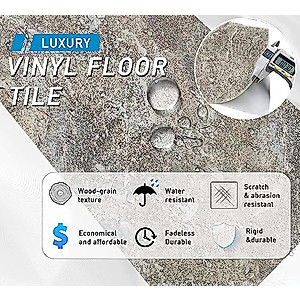 Peel and Stick Floor Tile 12Pcs Light Gray Marble Vinyl Flooring 12"x12" Durable Waterproof Non-Slip Vinyl Tiles Removable Stickers Tile for Kitchen Living Room Bedroom Bathroom