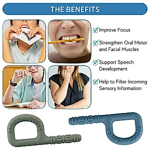 Sensory Oral Motor Chew Tool, P Shape Sensory Chew Toy, 3 Pack Silicone Chewing Sticks for Autistic Chewers, ADHD, Baby Nursing or Special Needs (A)