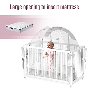 Baby Crib Tent, Canopy Tents to Keep Toddler in, Babies Cribs Nets, 48" X 26" X 57", White, Mesh, Pop-up Safety Net, Babycrib Mosquito Netting, Bed Cover for Climbing Out, Climbers, Boys | Houseables