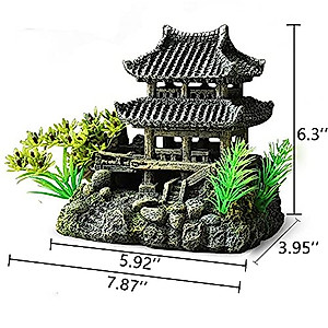 IBWell Classical Large Chinese Building Resin Aquarium Castle Decorations Fish Tank Ornaments