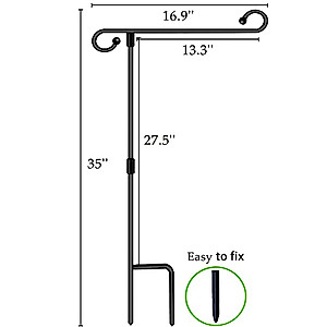 Garden Flag Stand-Holder-Pole with Flag Stopper and Clip Waterproof Powder-Coated Paint for House Flags,Decorative Flags,Yard Flags,Seasonal Flags