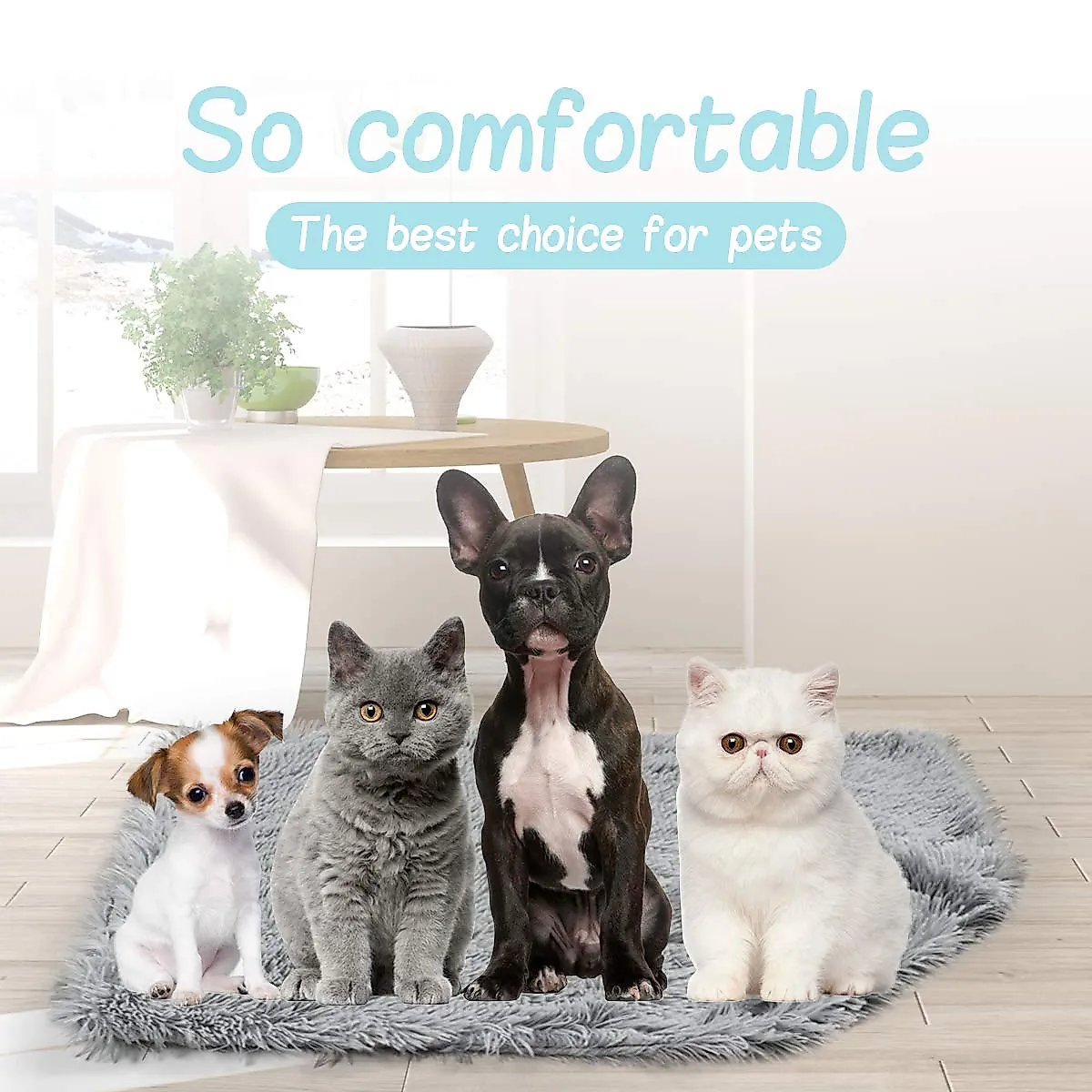 Whollyup Premium Pet Fleece Blanket Fluffy Dog Cat Blanket Throw, Soft Warm Puppy Blanket Cover Dog Cat Fluffy Fur Blanket Sleep Mat Double Layer Washable for Dog Bed, Couch, Sofa, Car