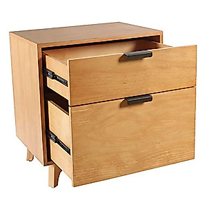 Amazon Brand – Stone & Beam Mid-Century 2-Drawer Cabinet, 21.7"W, Pine Finish
