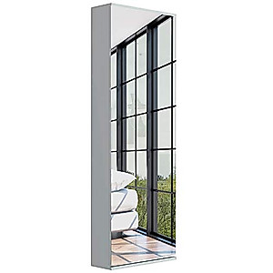 Pemberly Row Modern Engineered Wood LETO Wall Mounted Shoe Rack with Mirror