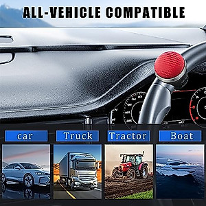 Pincuttee Steering Wheel Power Handle Spinner Knob,Carbon Fiber Steering Wheel Knob,Universal for Cars/Trucks/Tractors/Mowers/Forklifts,Steering Wheel Accessories(Carbon Fiber-Red,1PC)