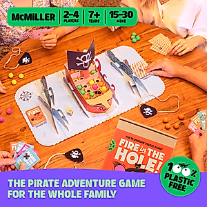 Fire in The Hole! The Pirate Adventure Board Game for the Whole Family. Sustainable Tabletop Strategy Game for Kids, Adults, Halloween, Christmas, Thanksgiving, Birthdays, Game Night Gift, 2 4 Players