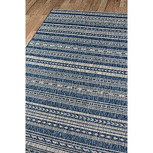 Novogratz by Momeni Villa Collection Tuscany Indoor Outdoor Blue Area Rug, 3'3" x 5' Sized Mat for Pool, Patio, Porch, Balcony, Kitchen, Bedroom, Livingroom and Home Office