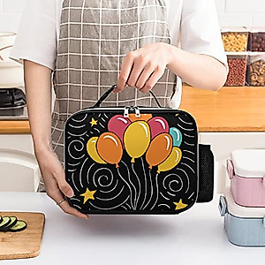 Happy Birthday Balloon Printed Lunch Box Insulated Leakproof Cooler Tote Bag Reusable for Travel Work Picnic