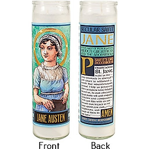 Jane Austen Secular Saint Candle - 8.5 Inch Tall Glass Prayer Votive - Made in The USA