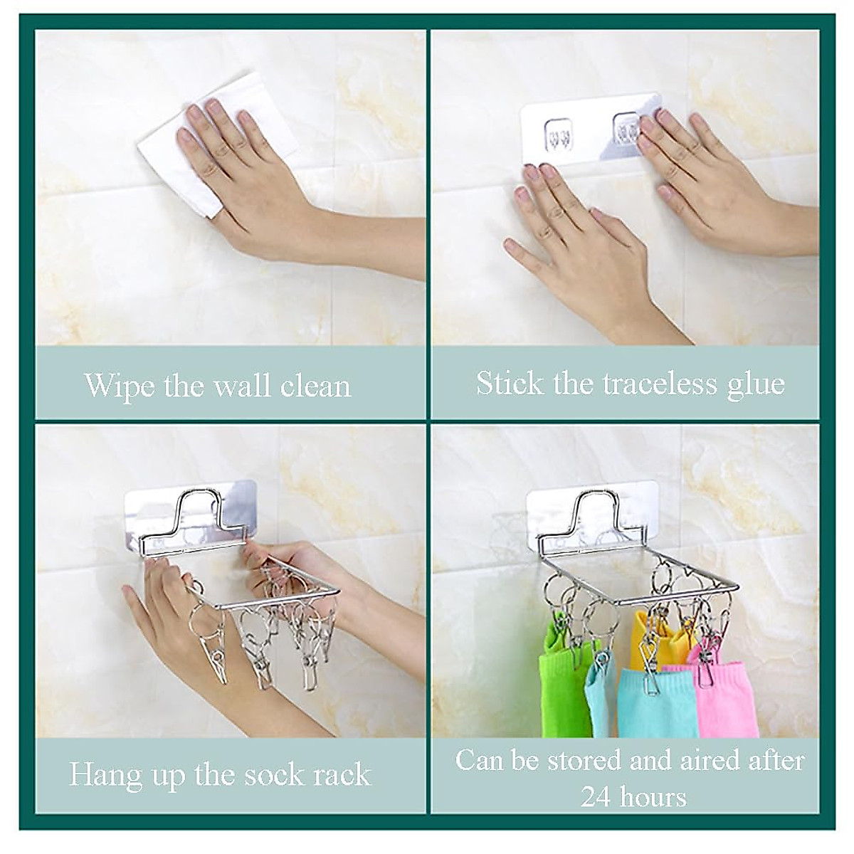 OULIGET Wall Hanging Folding Socks Clip, Bathroom Balcony Folding Clothes Hanger,Sock Hanger for Drying Towel Bra Underwear Sock Clip,10 Clips (10)