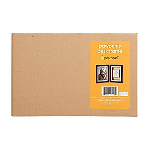 Pearhead Dog or Cat Pawprint Tabletop Photo Frame With Clay Imprint Kit, Tabletop Pet Keepsake Picture Frame, Paw Print Making Kit Included, 4" x 6" Photo Insert, Espresso