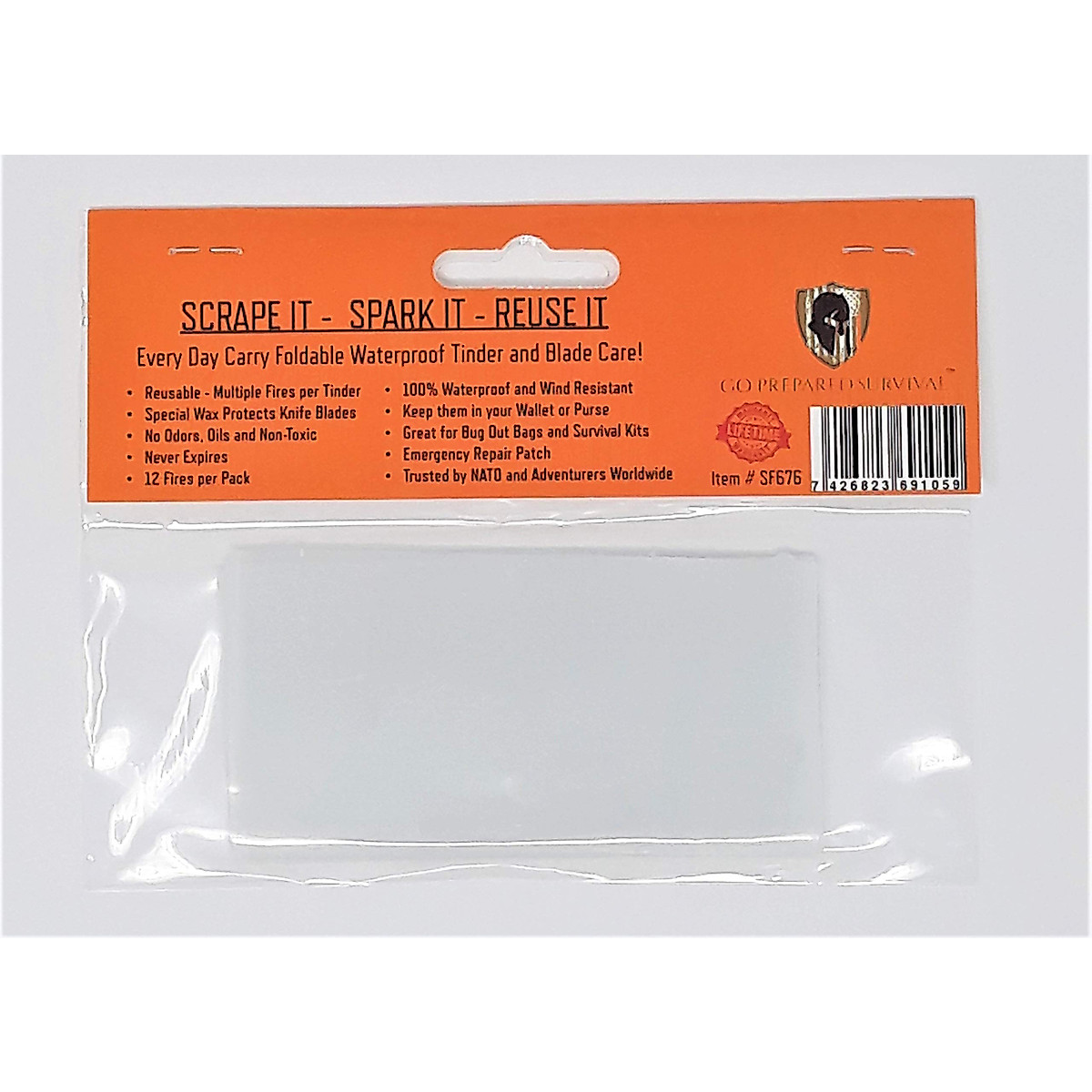 Go Prepared Survival GOP676 Spartan Fire Multi-Use Tinder, White