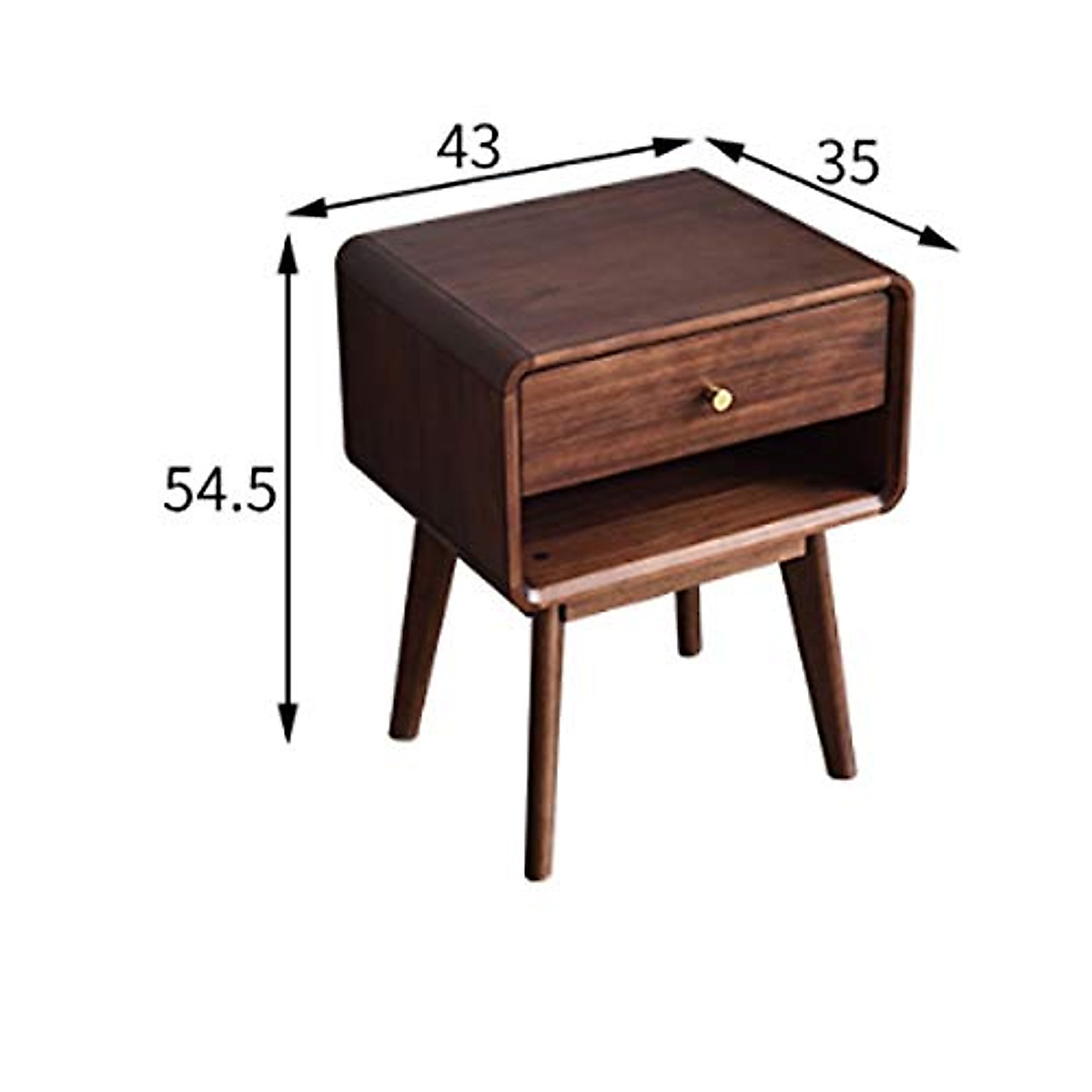 SJYDQ Nordic All Solid Wood Bedroom Bedside Table Home Log Bed Simple Storage Cabinet Walnut Color (Color : Black)