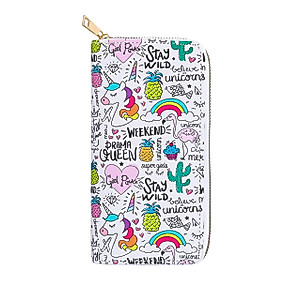 Rave Envy Llama Zipper Wallet for Women - I Love You Llama Multi-Purpose Pink Designer Cute Wallet with Animal Print - Multi-pocket Long Hand Purse for Kids & Teen Girls