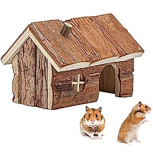 Kikerike Hamster Wooden Hideout House Natural Pet Rats Climbing Play Hut Hideaway Room for Dwarf Hamster, Mouse, Rat,Gerbil and Other Pet Small Animals
