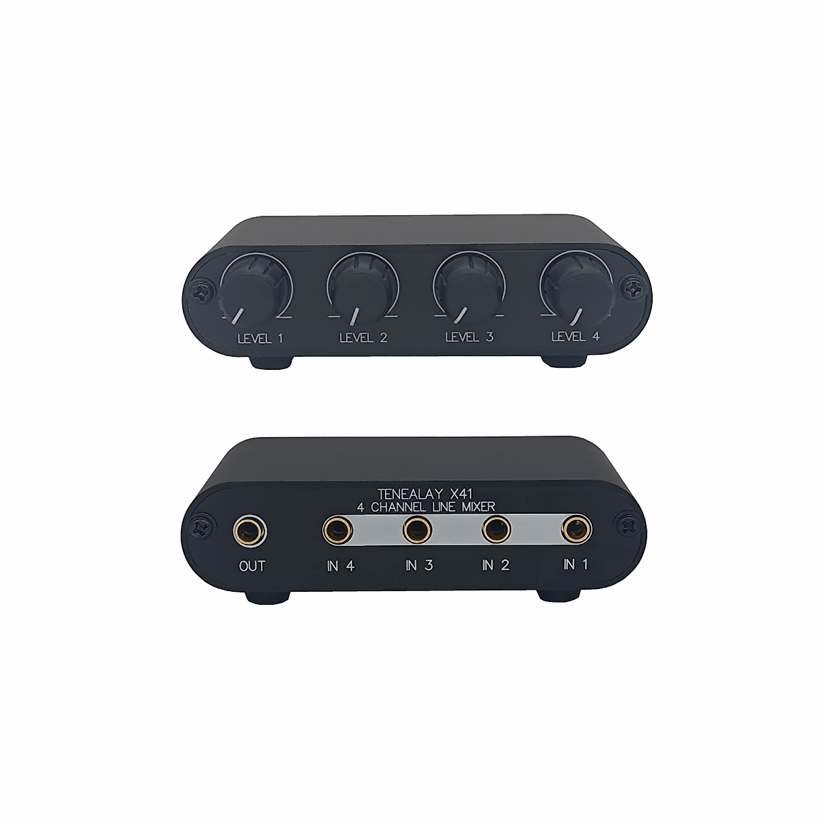 TENEALAY 4 Way Audio mixer Stereo line levels control Box mini passive mixer (X41)
