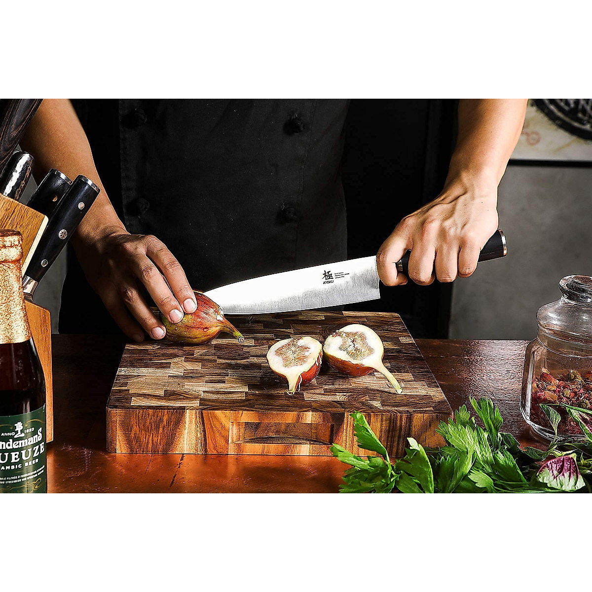 Kyoku Samurai Series 5" Steak Knives Set of 4 + 5-Knife Set with Block - Japanese High Carbon Steel