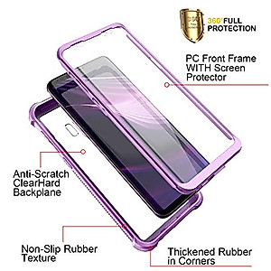 Dexnor Galaxy S9 Case with Screen Protector Clear Military Grade Rugged 360 Full Body Protective Shockproof Hard Back Cover Defender Heavy Duty Bumper Case for Samsung Galaxy S9 - Purple