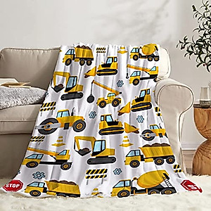 Ottoy Construction Trucks Blanket Lightweight Plush Fuzzy Cozy Soft Blankets for Couch Quilt Decorative Birthday Gift 50"x40" for Kids