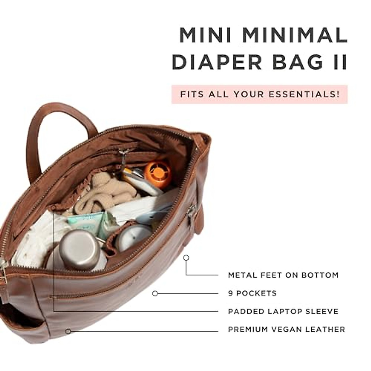 Freshly Picked Mini Minimal Diaper Bag Backpack, Onyx Black
