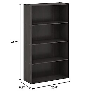 Furinno Pasir 4-Tier Bookcase / Bookshelf / Storage Shelves, Espresso
