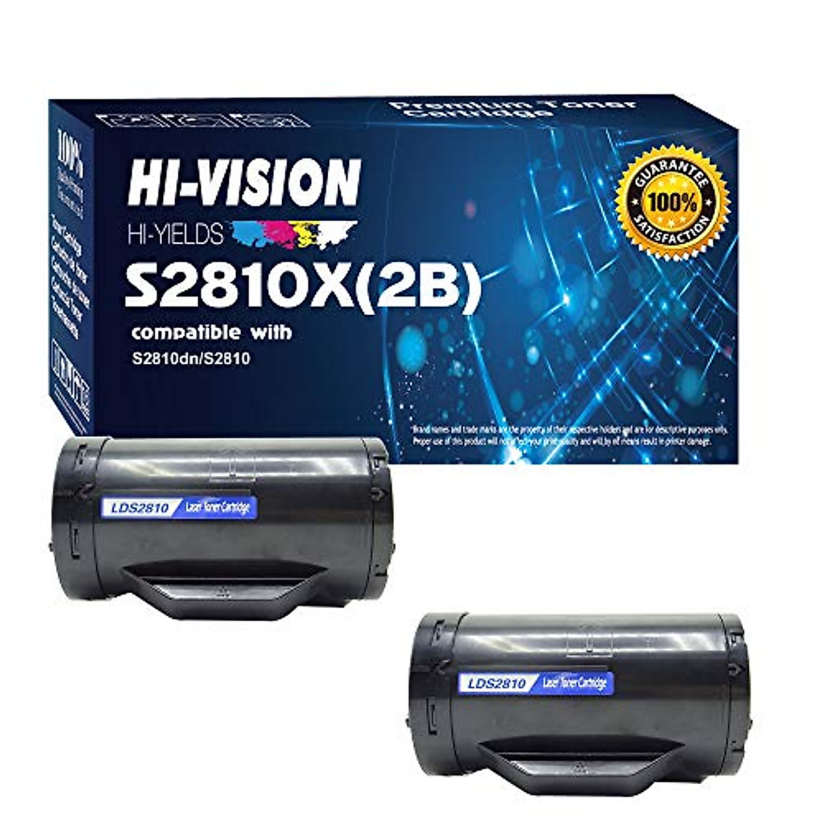 HI-Vision 2 Pack Compatible S2810X High Yield (6,000 Pages, 593-BBMF) Black Toner Cartridge Replacement for H815dw S2810dn S2815dn Printers