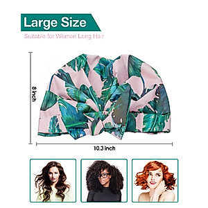 Auban Shower Cap Reusable,Ribbon Bow Bath Cap Oversized Large Design With Waterproof Exterior for All Hair Lengths,Great for Girls Spa Home Use,Hotel and Hair Salon (Green)