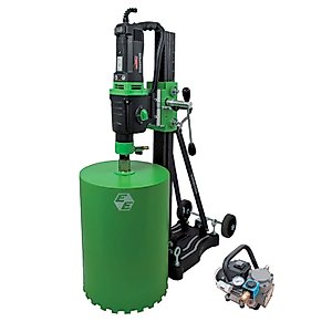 CS Unitec EBM 352/3 PSV -14 in. Capacity Concrete Core Drilling Rig with Vacuum/Anchor Stand- Wet Diamond Core Drill -3-Speed for Concrete, Brick, Asphalt, & Stone -Made in Germany (w/Vacuum Pump)