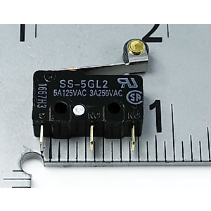 Omron SS5GL2 Microswitch 125 VAC, 5A Micro Limit Switch, Hinge Roller Momentary Snap Action (Pack of 5)