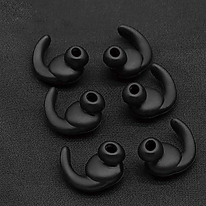 3 Pairs (S/M/L) Replacement Anti-Slip Silicone Eartips Earbuds Ear Tips Buds Eargels Compatible for Synchros Reflect BT Sports Wireless in-Ear Earphones (Black)