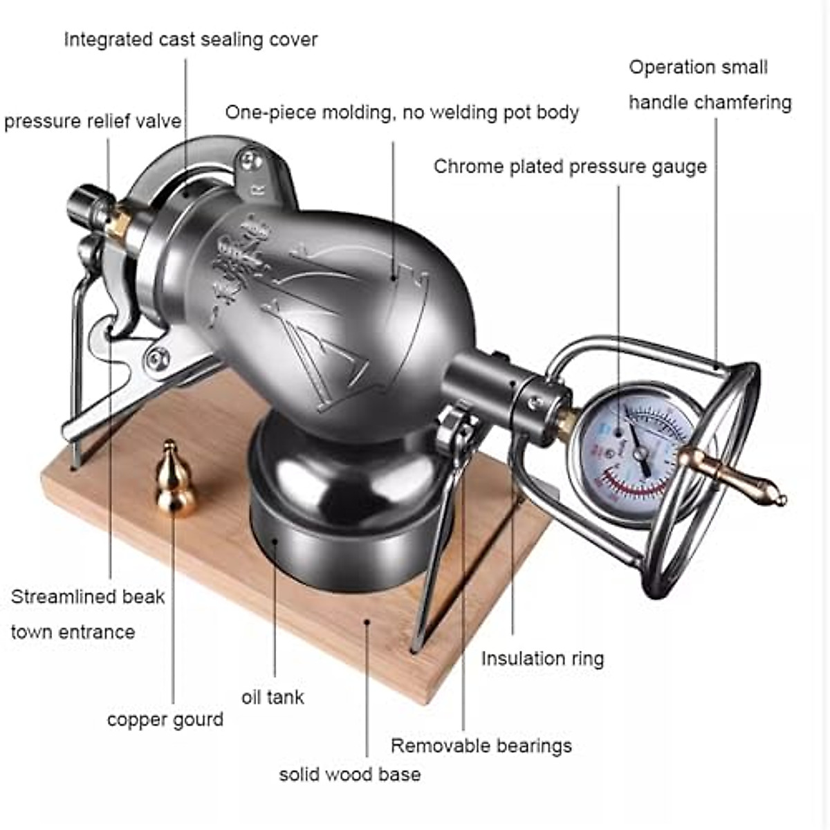 Hand Popcorn Maker, Mini Popcorn Popper 304 Stainless Steel Pellet Amplifier Hot Air Popcorn Machine Chinese Traditional Old-Fashioned Pop Corn Machine, for Home Party