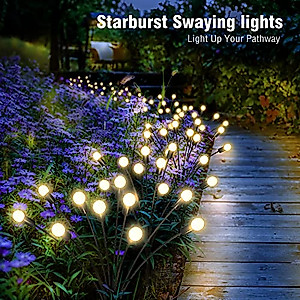 FRSTONA Solar Garden Lights Outdoor Waterproof Firefly Light Yard Decorative 10LED Solar Powered Swaying Landscape Light for Patio Pathway Flower Backyards Decoration,Warm White (4 Pack)