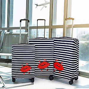 Silkfly 3 Pcs Red Lips Travel Luggage Cover Anti Scratch Dirt Washable Suitcase Protector Elastic Luggage Sleeve with Zipper, Fits 18-28 Inches