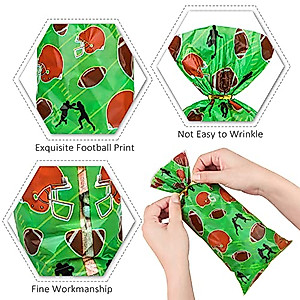 MIMIND 120 Pieces Super Bowl Football Cellophane Bags Super Bowl Heat Sealable Football Field Treat Bags with Gold Twist Ties for Football Party Decors, Sport Party Supplies, Team Gift, 6 Styles