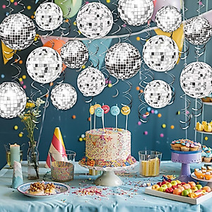 54 Pieces Disco Party Decorations Disco Ball Hanging Swirls 70s Party Hanging Swirls Ceiling Decor for Disco Fever Party 70s Hippie Birthday Party Favors Supplies (Hanging Swirl)