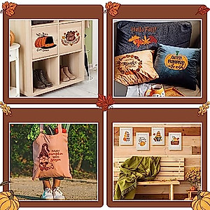30 Sheets Fall Iron on Transfers for T Shirts Thanksgiving Pumpkin Iron on Decals Autumn Heat Transfers Vinyl Stickers Gnome Maple Leaf HTV Patches Appliques for Clothes Pillow DIY Crafts Decorations