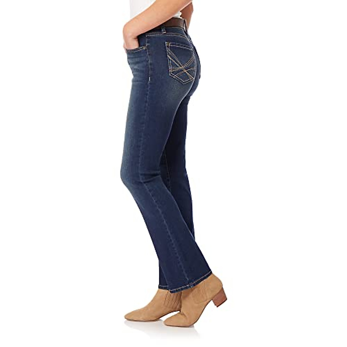 WallFlower Women's Legendary Slim Bootcut Mid-Rise Belted Insta Stretch Juniors Jeans (Standard and Plus), Eden, 11