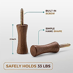 AFOOGA Hat Hooks for Wall Wood Wall Hooks - 4 Pack Wooden Wall Hooks for Hats - Wood Hooks Wall Mounted - Wall Coat Hooks - Wood Hooks for Hanging - Small Decorative Wall Hooks (Natural Walnut)