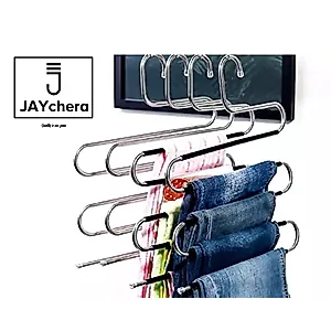 3 Packs Pants Hanger S-Shaped S-Type Space Saving Pants Non-Slip Hangers Trouser Hangers Stainless Steel Multi Layer Multifunctional Pant Hangers Closet Storage for Jeans Shirts for Scarfs Ties