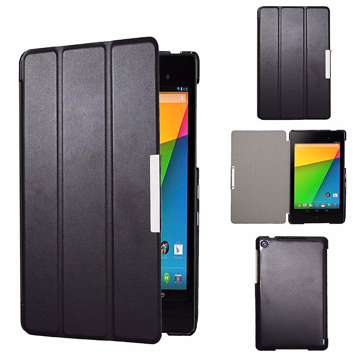 Kuesn Google Nexus 7 2nd (2nd.2013 Model) pu Leather Pouch with Stand - Fit for 2013 Release Nexus 7 Tablet (Black)