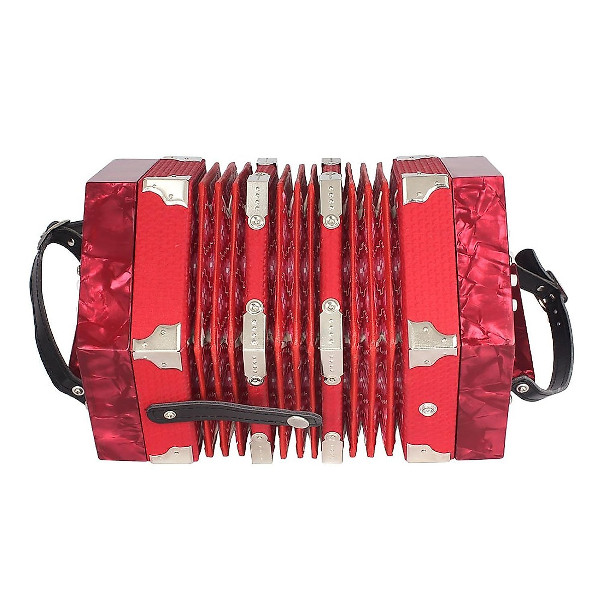 Btuty Accordion Acordeon Concertina Accordion Instrument Acordion 20-Button 40-Reed Anglo Style with Carrying Bag (Red)