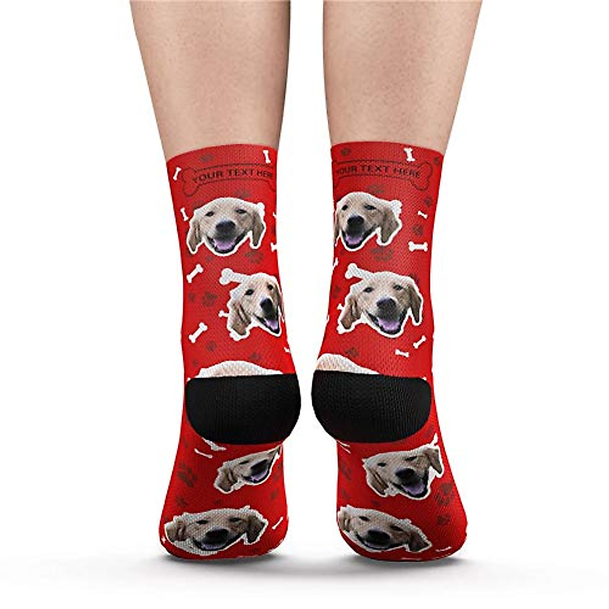 VEELU Personalized Socks with Picture Custom Dog Face Crew Sock for Men Women Kid