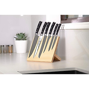 Beechwood Magnetic Knife Block, knife storage Holder stand, Knives organizer shelf rack with powerful magnetic, Large Capacity Kitchen Cutlery Display Stand (10 inch x 8.5 inch)