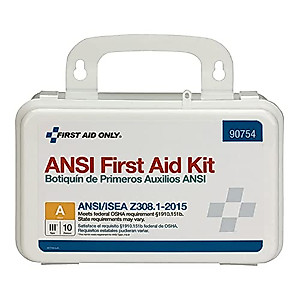 First Aid Only 90754 Bulk ANSI A 10-Person Emergency First Aid Kit for Home, Work, and Travel, 71 Pieces