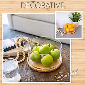 25DOL XXL 125 Ounces Clear Glass Salad Bowl Dish with Dual Function Bamboo Lid - Extra Large Mixing Bowl with Lid for Salads, Dessert, Fruit, Punch - Centerpiece Large Serving Bowls for Entertaining