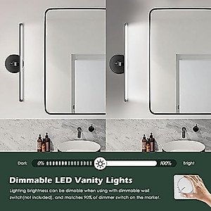 VSATEN 24 Inch Bathroom Vanity Light Fixtures, Modern Black LED Vanity Lights for Bathroom Mirror, Rotatable Bathroom Lighting Fixtures Over Mirror, 6000K Cool White